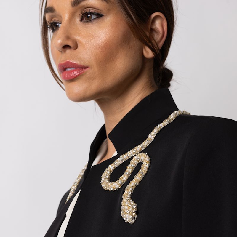 Laines Couture Tailored Cape With Embellished Crystal & Pearl Wrap ...