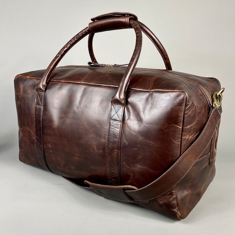 Large Cognac Leather Weekend Holdall | LeatherCo. | Wolf & Badger