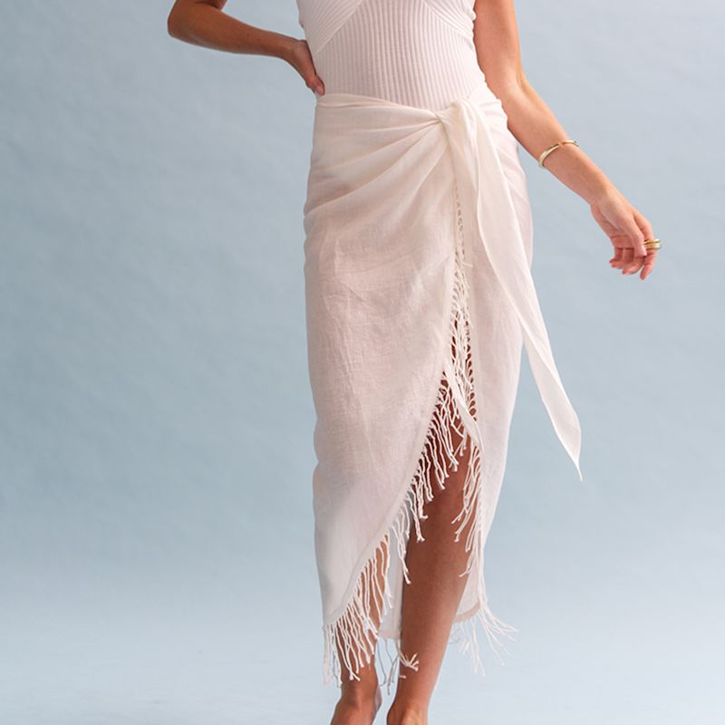 Layla Linen Pareo - Ivory | The Summer Edit | Wolf & Badger