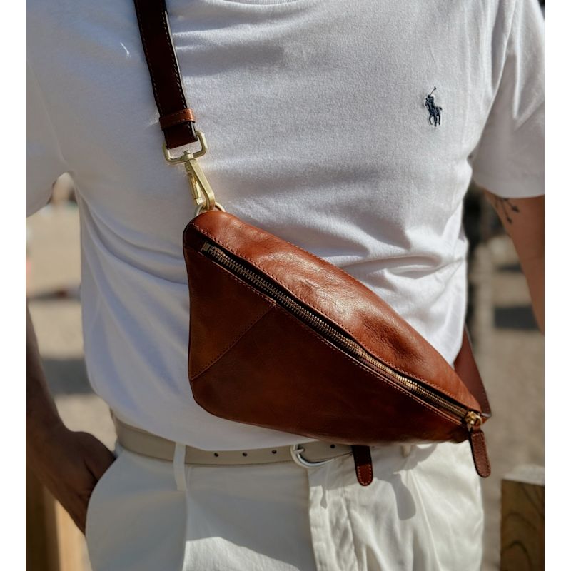 Cognac Brown Matte Leather Chest Bag – Tales Of The City | Time ...