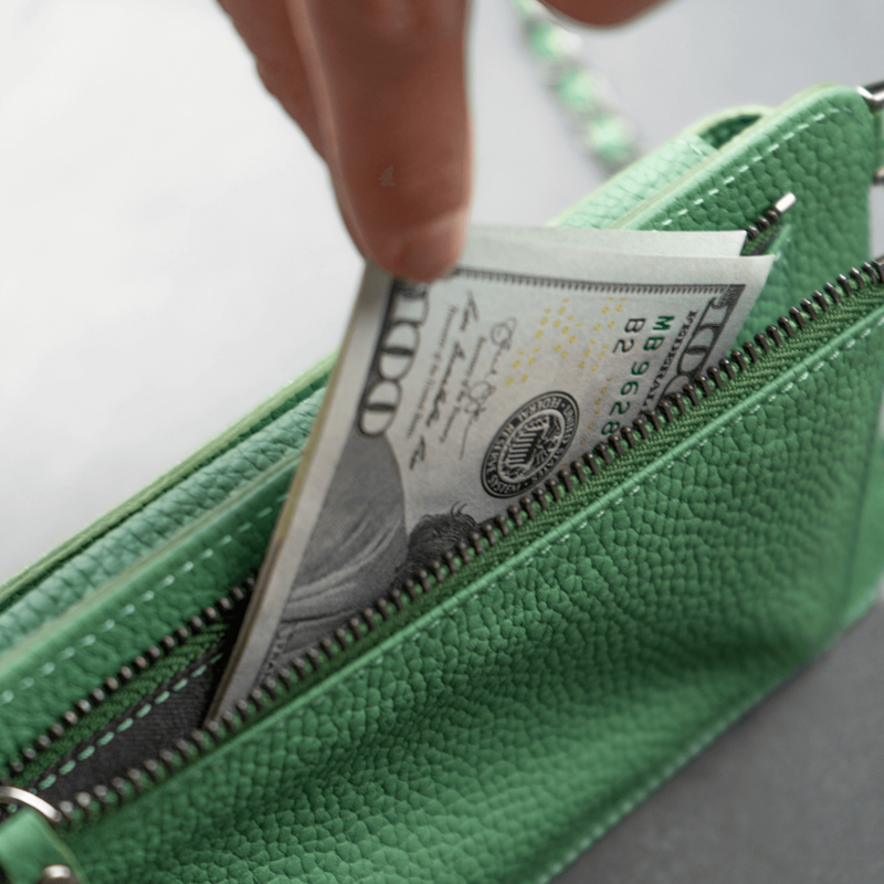 Leather Green Crossbody Bag Phone Wallet - Columbus | LEATHERE | Wolf ...