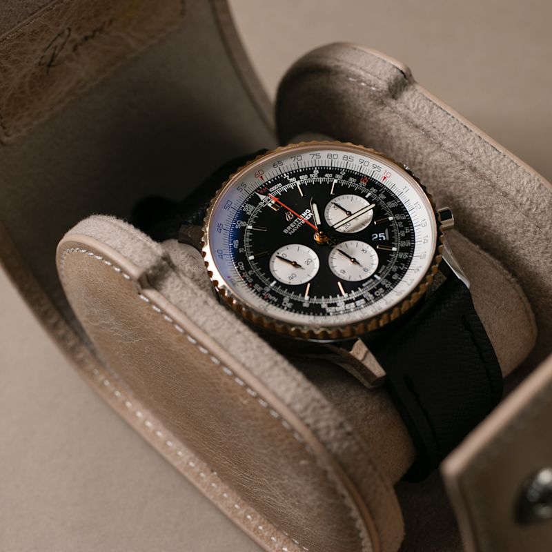 Leather Travel Watch Case - Beige - Single Watch Roll | Roarcraft ...