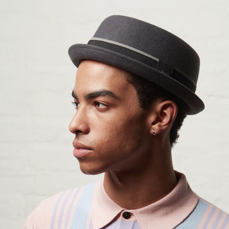 Leo Grey Felt Skimpy Brim Short Brim Rude Boy Mod Style Porkpie Hat ...