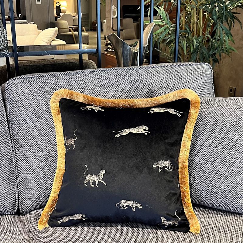 Leopard Print Black & Gold Throw Pillow Cover | GeLiving | Wolf & Badger