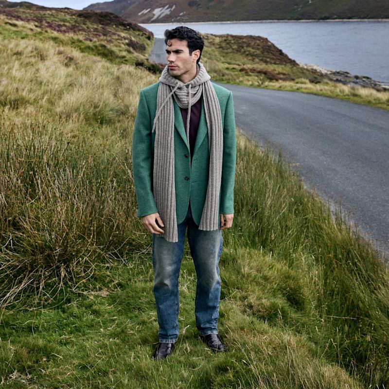 Light Green Herringbone James Classic Gents Tweed Jacket | Triona ...