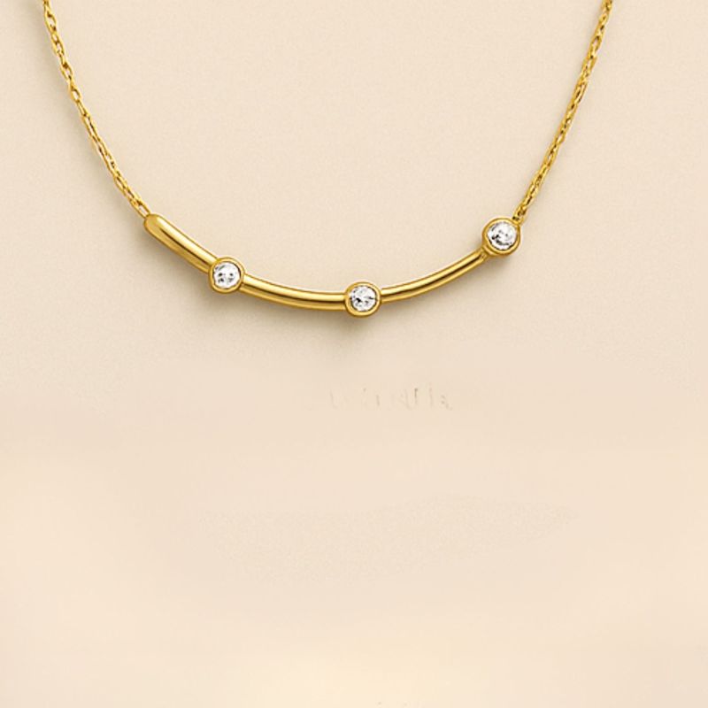 Light Line Arc Necklace In 14K Gold With White Diamonds | Lily Flo ...