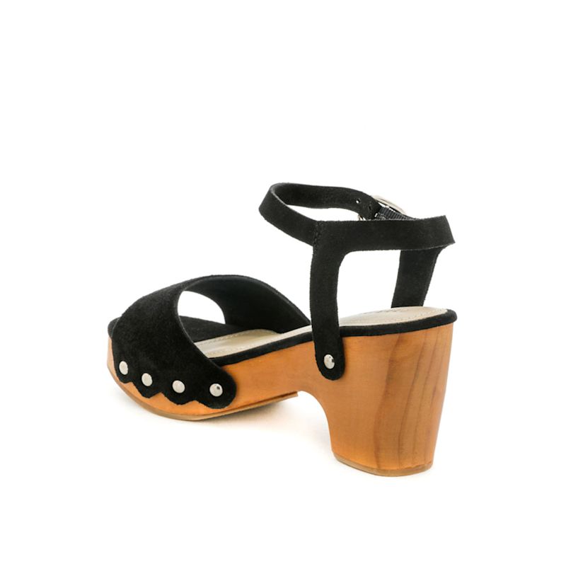 Liona Studded Suede Wooden Clogs In Black By Rag & Co | Rag & Co ...