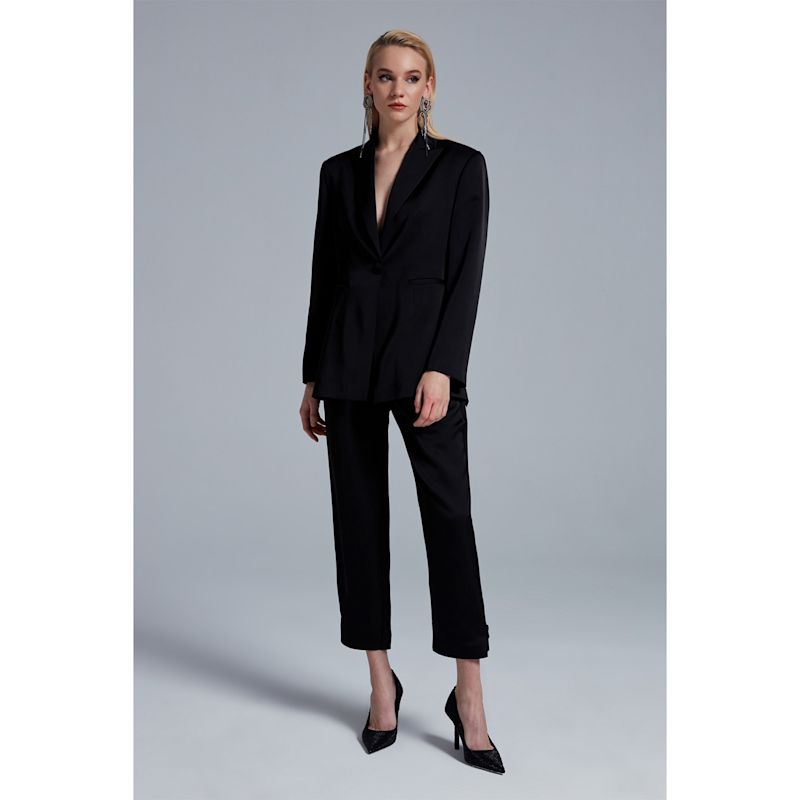 Logan Black Satin Blazer | Fickle Hearts | Wolf & Badger