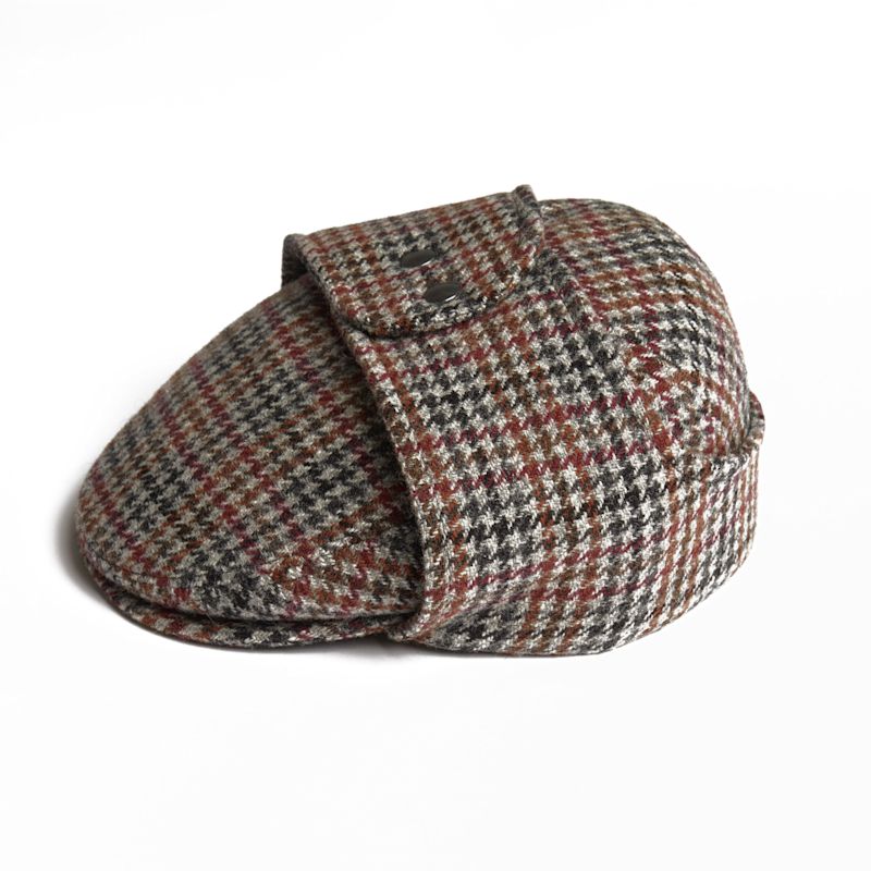 Logan Saddle Tweed Wool Checks Italian Cap With Earflaps Trapper ...