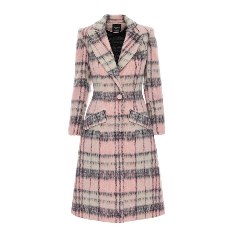 Long Fuzzy Check Wool Coat | AVENUE N°29 | Wolf & Badger