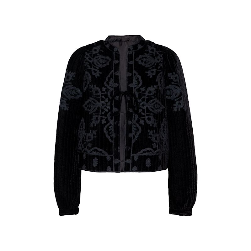 Lori Black Velvet Embroidered Quilt Jacket | Rose & Nancy | Wolf & Badger