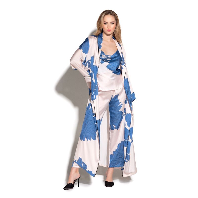 Low-Cut Neck Satin Top Pyjama Contrast Fine Piping Detail | X Intima ...