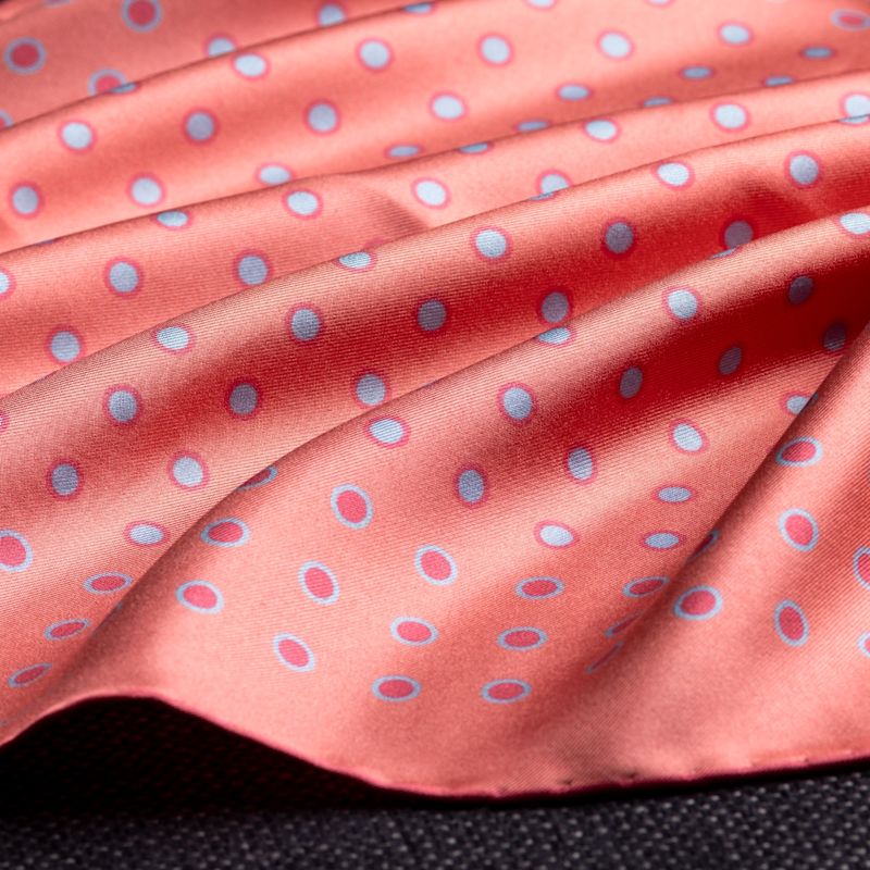 'Luna' Polka Dot Silk Pocket Square In Dusky Pink With Pale Blue. Full ...