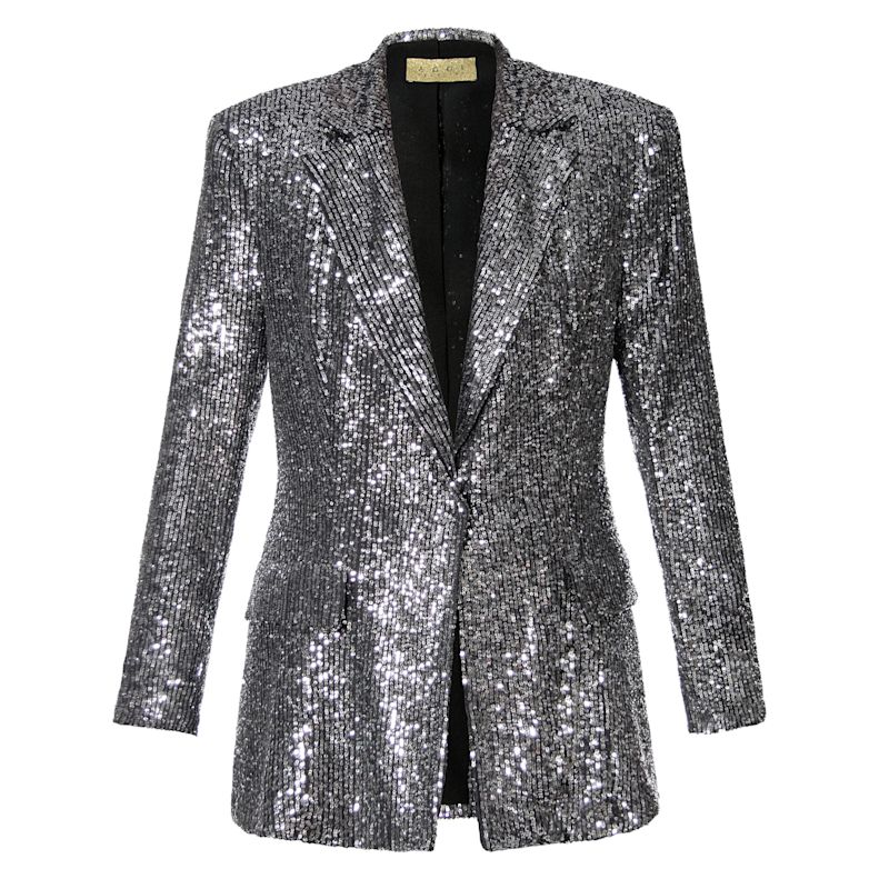 Luna Silver Diamond Sequin Blazer | AGGI by HALEWSKI | Wolf & Badger