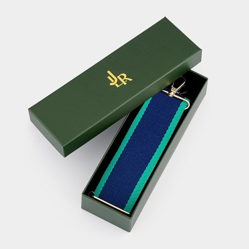 Luxe Green & Navy Stripe Bag Strap | JLR London | Wolf & Badger