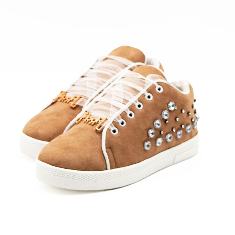 Lydia Luxury Desert Storm Suede Handmade Embellished Tennis Shoe ...