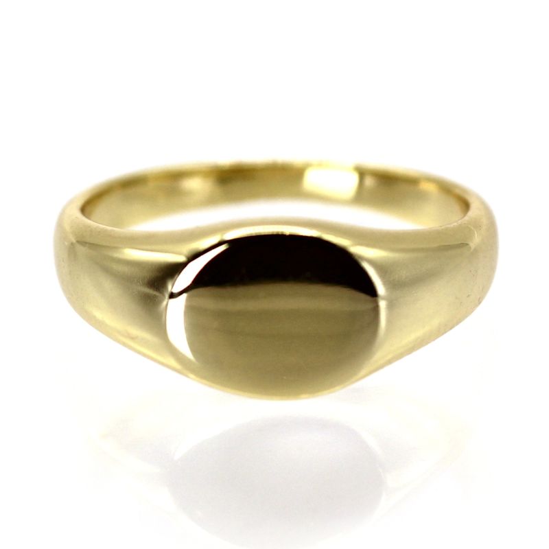 Yellow Solid Gold Oval Shape Signet Ring | VicStoneNYC Fine Jewelry ...