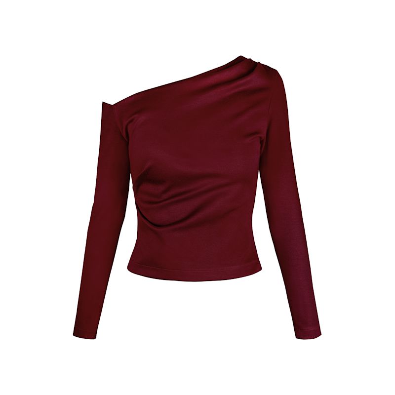 Malbec Set Viscose Burgundy Red Elegant Work-To-Evening Long Sleeve Top ...