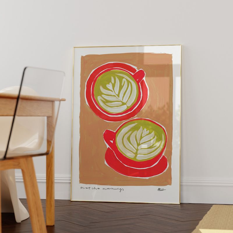 Matcha Hand Painted Art Print - A3 | Natalie Cass Art | Wolf & Badger