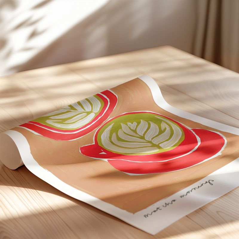 Matcha Hand Painted Art Print - A3 | Natalie Cass Art | Wolf & Badger