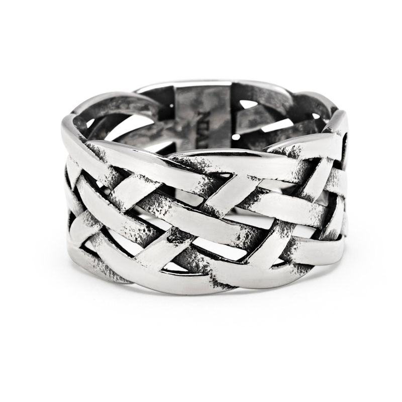 Men's Stainless Steel Woven Chain Ring | Nialaya | Wolf & Badger