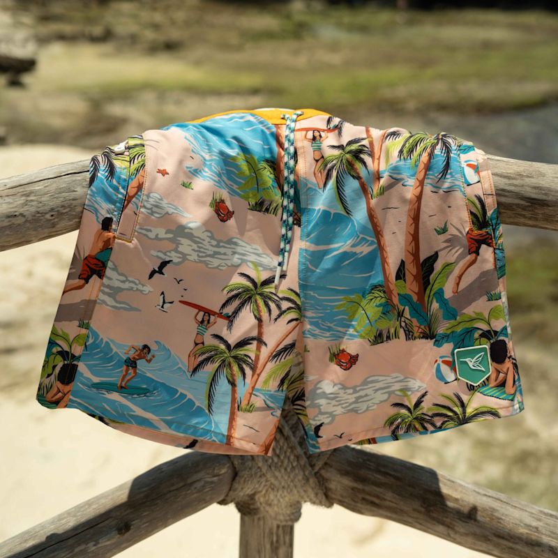 Mens Board Shorts | Island Original Print | Live Kolibri | Wolf & Badger
