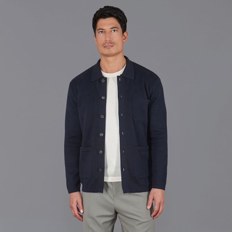 Mens Midweight Cotton Benjamin Work Shirt - Navy | Paul James Knitwear ...