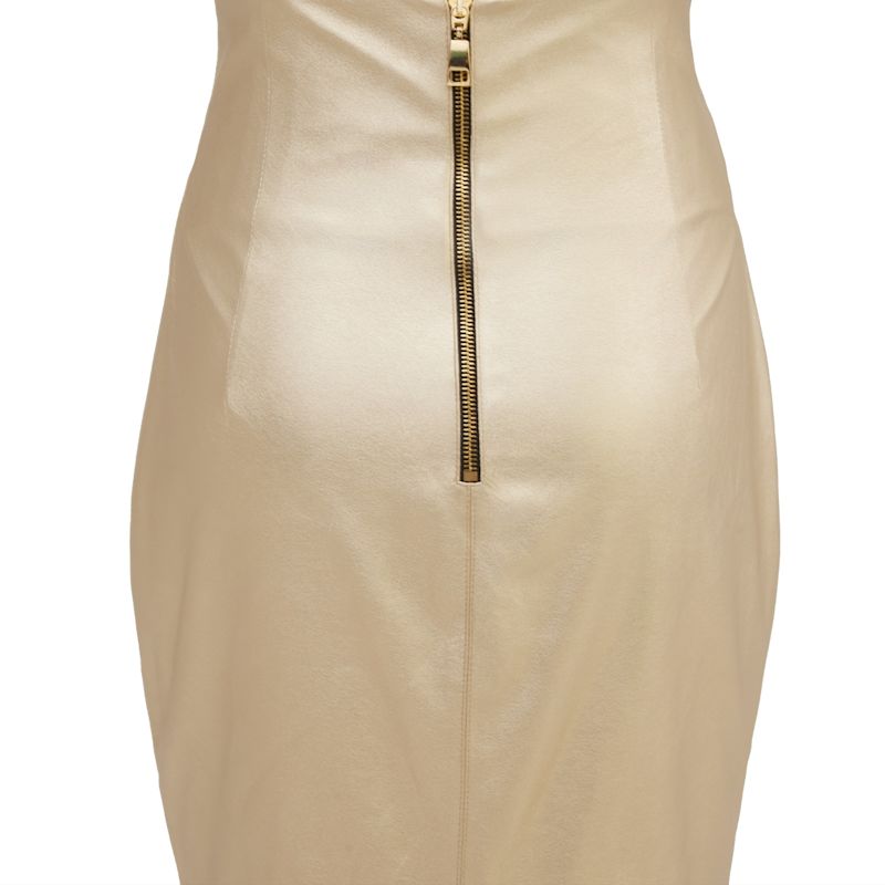 Mermaid Faux Leather Midi Skirt With Slit - Gold | Julia Allert | Wolf ...