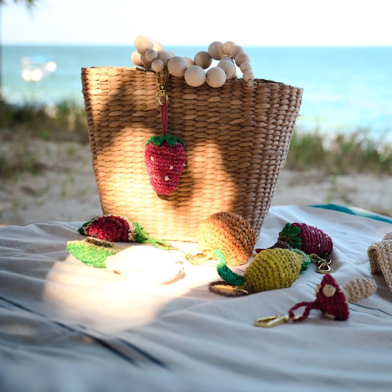 Mini Strawberry Bag Charm - Tropical Raffia Bag Accent | LIKHÂ | Wolf ...