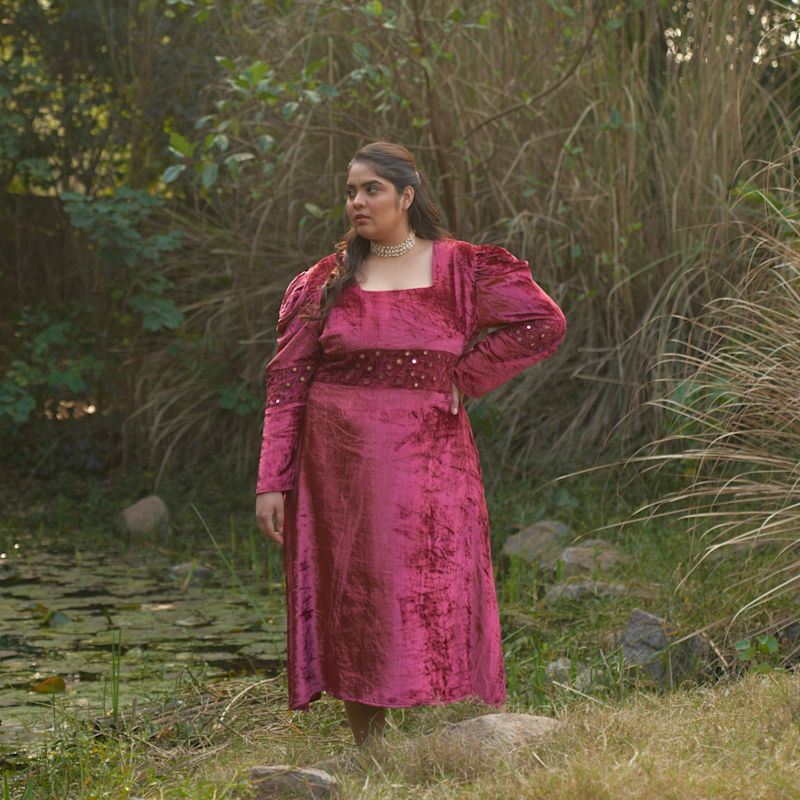 Mirror Dress, Velvet With Handcut Mirror Embroidery | Transcend | Wolf ...