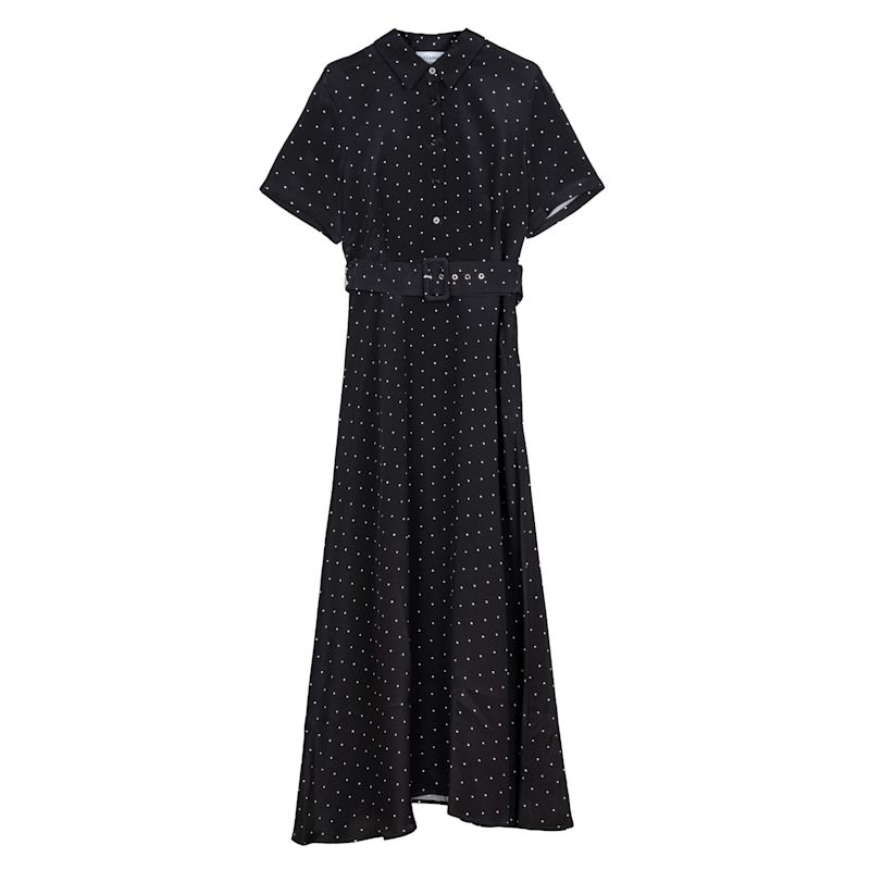 Monaco Silk Dress Black With Dots | BEL CASHMERE | Wolf & Badger