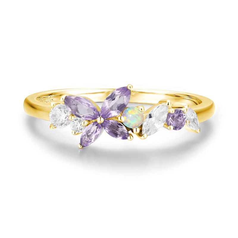Monarch Butterfly Amethyst Opal Ring Yellow Gold Vermeil | Azura ...