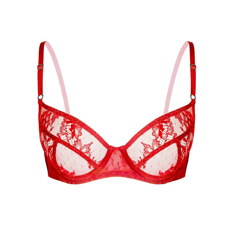 Moonstruck Balconette Bra Fire Red | Monique Morin Lingerie | Wolf & Badger