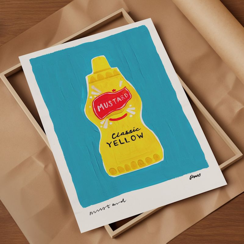Mustard Hand Painted Art Print - A3 | Natalie Cass Art | Wolf & Badger