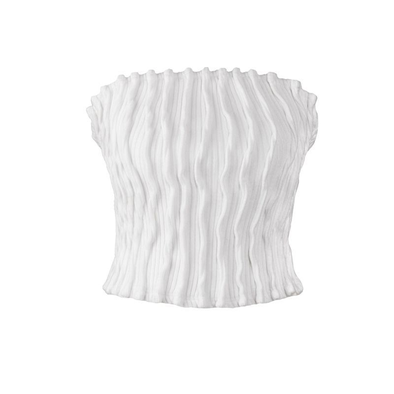 White Rib Knit Tube Top – Strapless With Pleats | Kargede | Wolf & Badger