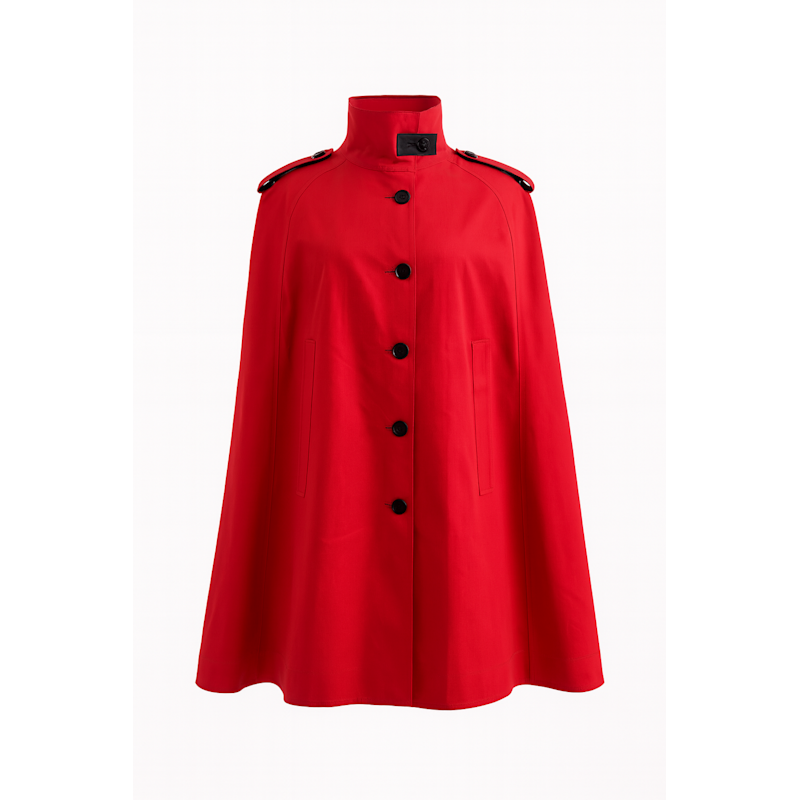 Nadia Red Waterproof Cape With Navy Contrast | Beira | Wolf & Badger