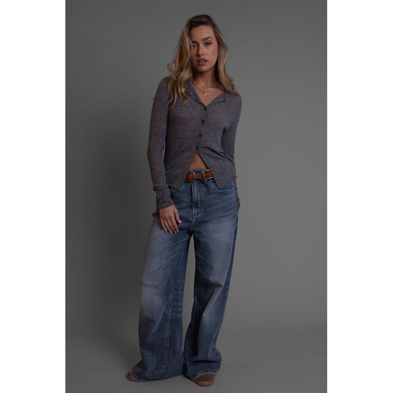 Nassau Sheer Crop Cardy Summer Storm Melange | VÆNN | Wolf & Badger