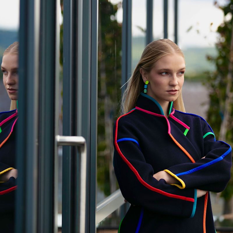 Navy Oversized Cashmere Mix Space Coat | Beatrice von Tresckow | Wolf ...