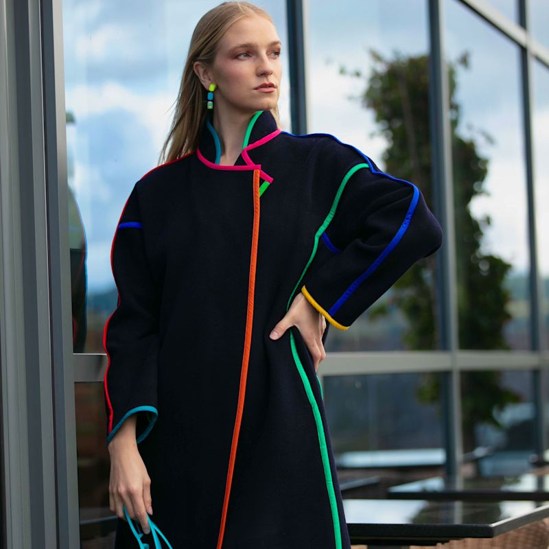 Navy Oversized Cashmere Mix Space Coat | Beatrice von Tresckow | Wolf ...