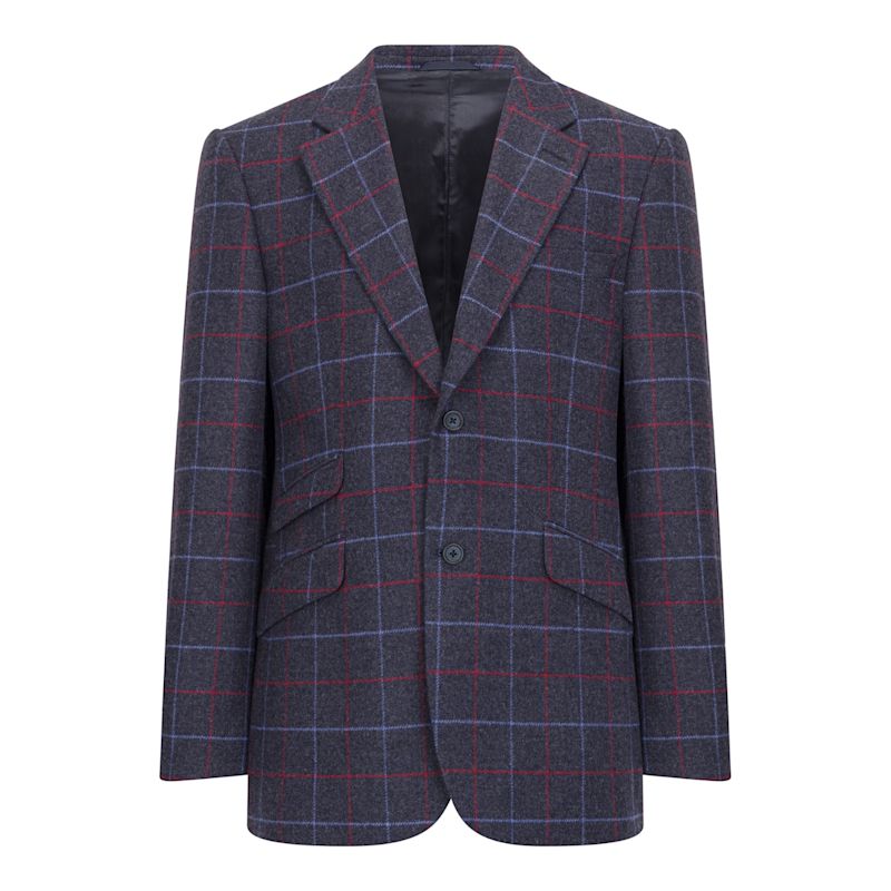 Navy & Red Windowpane Merino And Cashmere James Classic Tweed Jacket ...
