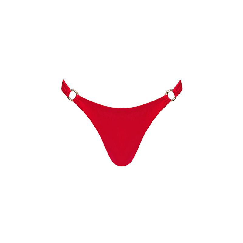 Nicole Gold Ring Bikini Bottom - Red | MONARCH | Wolf & Badger