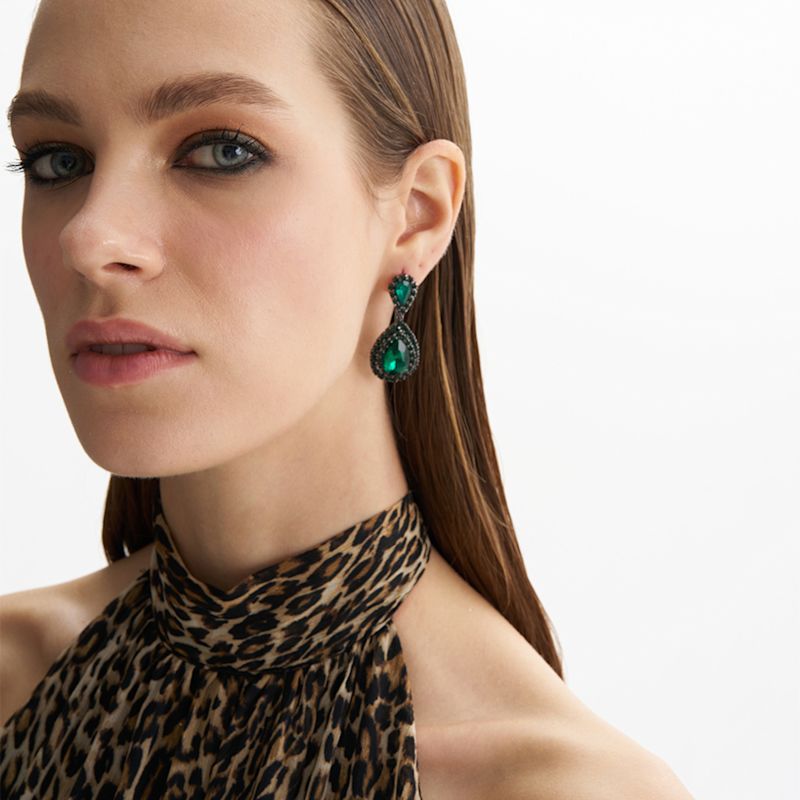 Nicole Green Crystal Drop Earring | Maison De Gala | Wolf & Badger