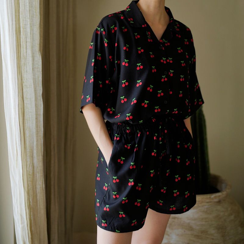 Nostalgic Cherry-Print Travel Matching Set | Pink Haley | Wolf & Badger