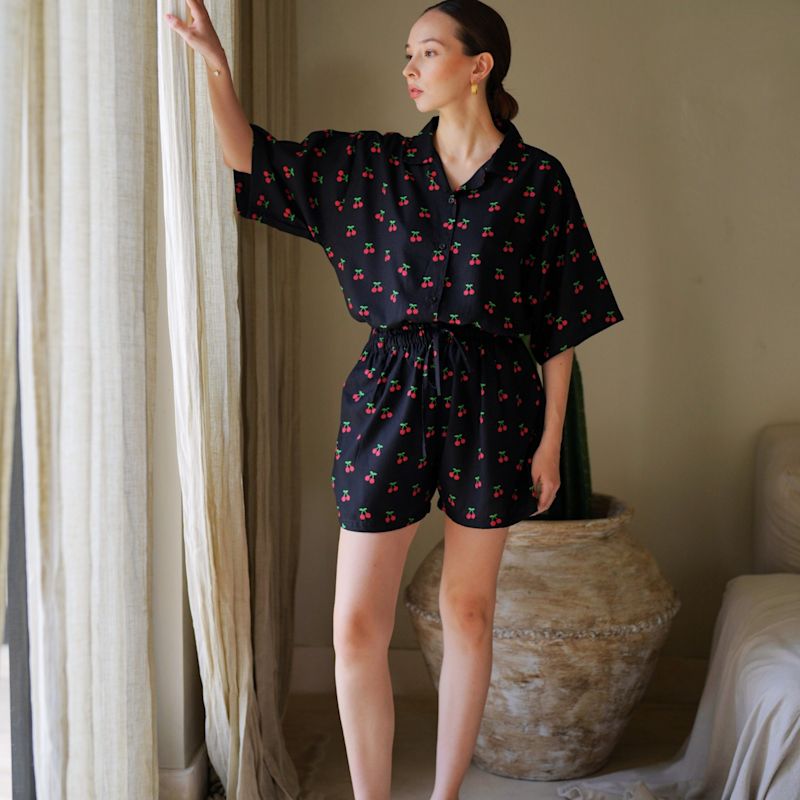 Nostalgic Cherry-Print Travel Matching Set | Pink Haley | Wolf & Badger