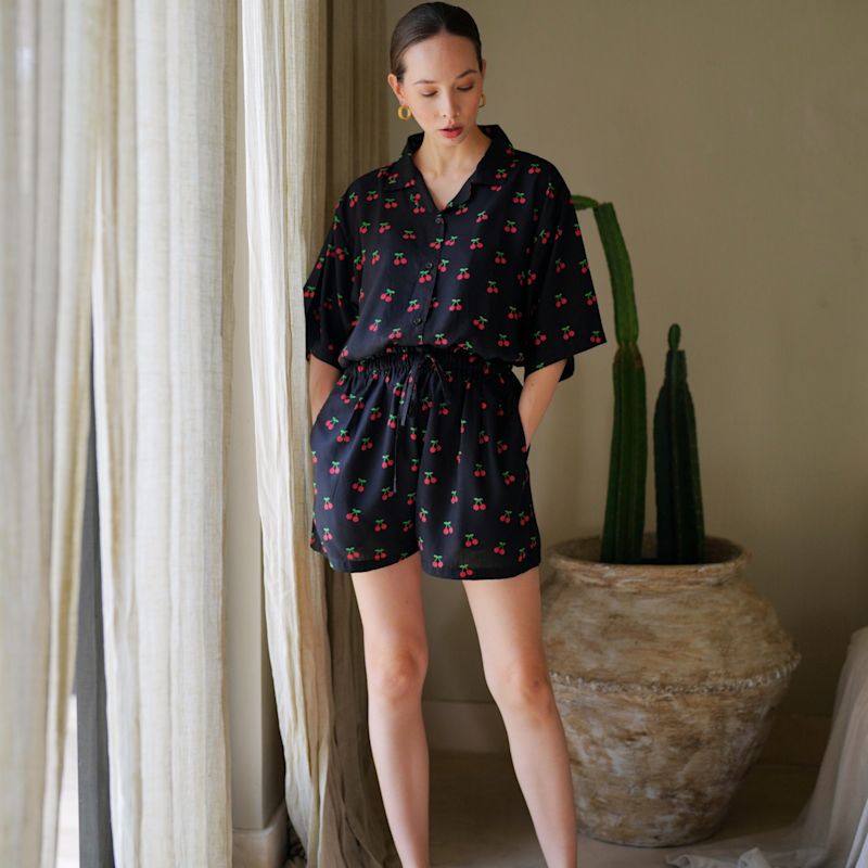 Nostalgic Cherry-Print Travel Matching Set | Pink Haley | Wolf & Badger