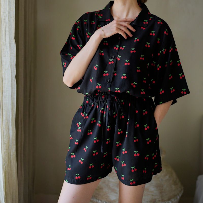 Nostalgic Cherry-Print Travel Matching Set | Pink Haley | Wolf & Badger