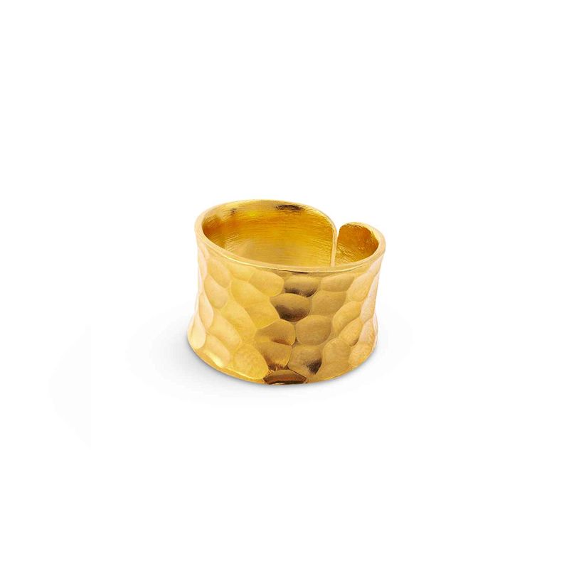 Nudo Gold Short Hammered Ring - Fully Size Adjustable | Amadeus | Wolf ...