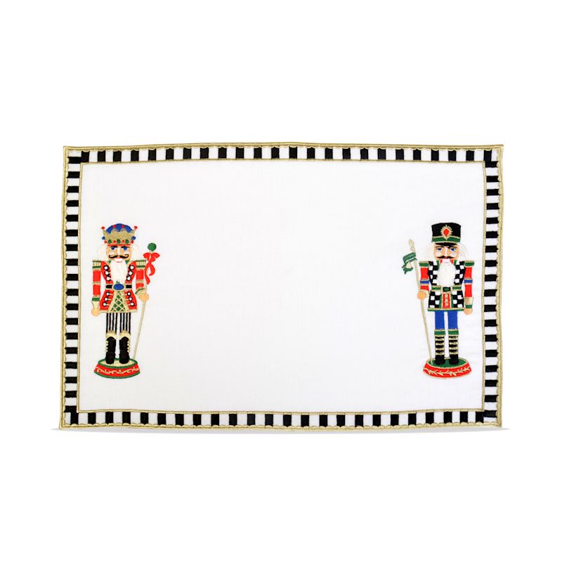 Nutcracker Pattern Linen Placemats | Christmas Table Design | Black ...