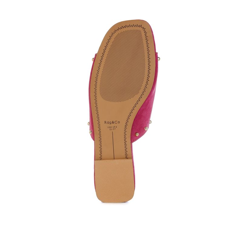 Odalia Soft Suede Leather Studded Flats In Fuchsia By Rag & Co | Rag ...