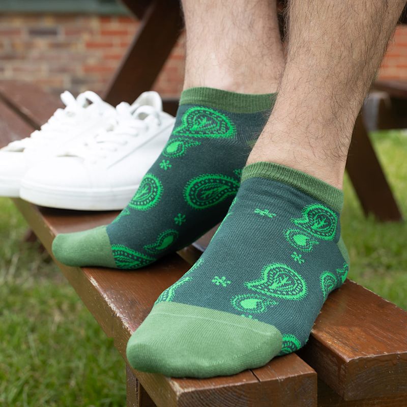 Organic Black & Paisley Green Men's Trainer Socks Bundle | Peper Harow ...